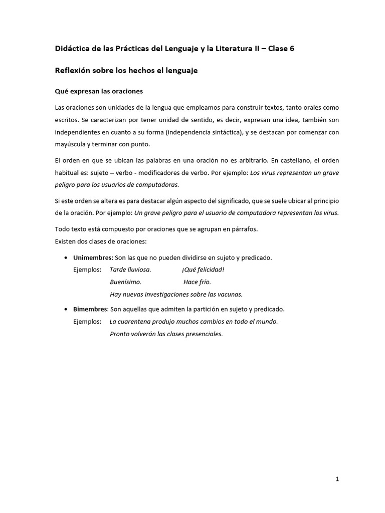Didactica de Las Practicas Del Lenguaje y La Literatura II - Clase 06 ...