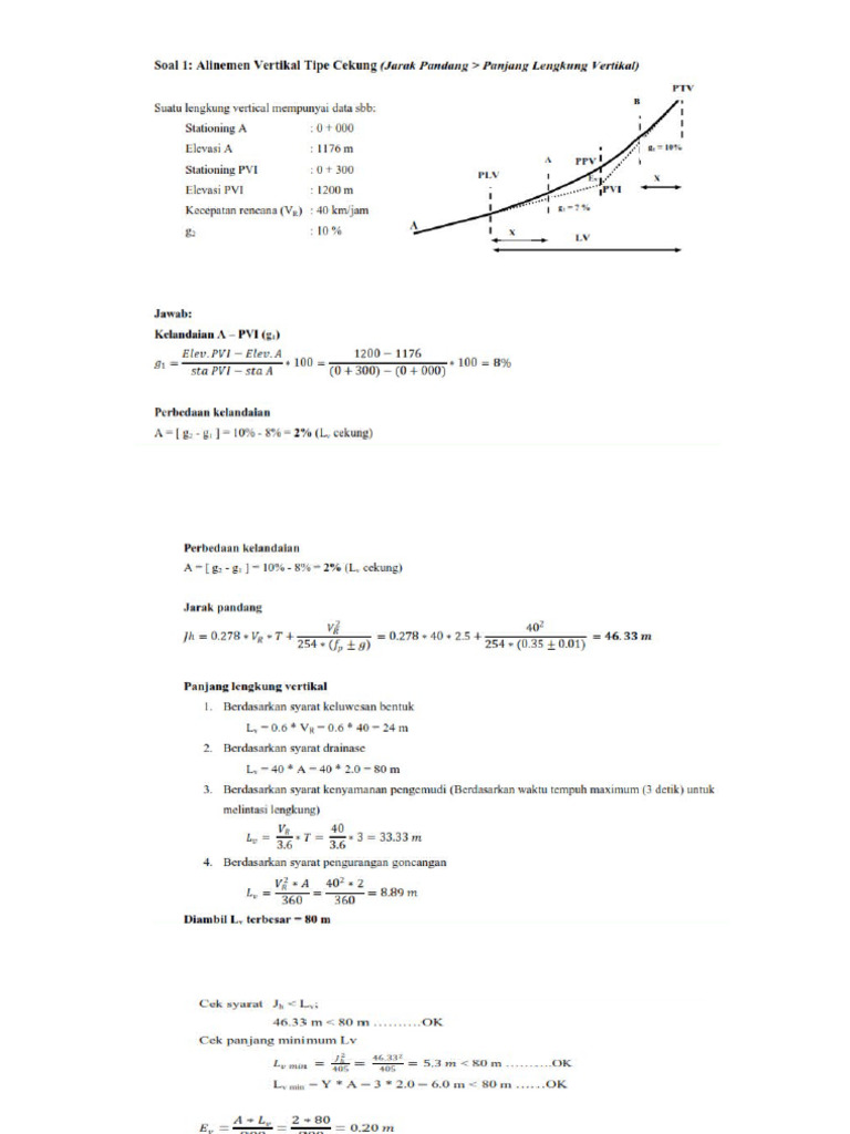 Contoh Lengkung Vertikal Cekung-Yes | PDF