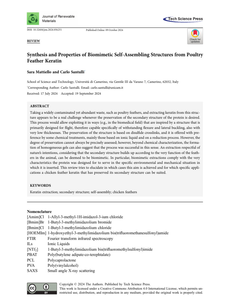 Synthesis and Properties of Biomimetic Self-Assemb | PDF | Biopolymer | Tissue Engineering