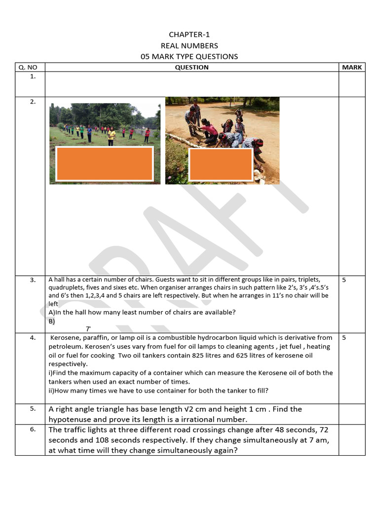 5 mark type (REAL NUMBERS) | PDF | Kerosene | Oil