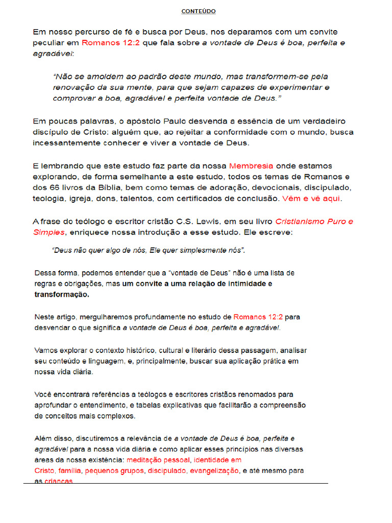 Pregação Romanos 12-2 | PDF