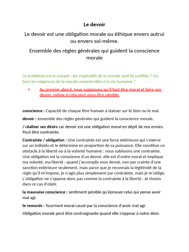 Devoir moral : enjeux et contradictions | PDF | Moralité | Utilitarisme