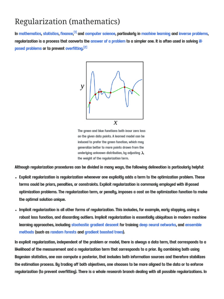 Regularization (Mathematics) - Wikipedia | PDF | Applied Mathematics | Mathematical Analysis