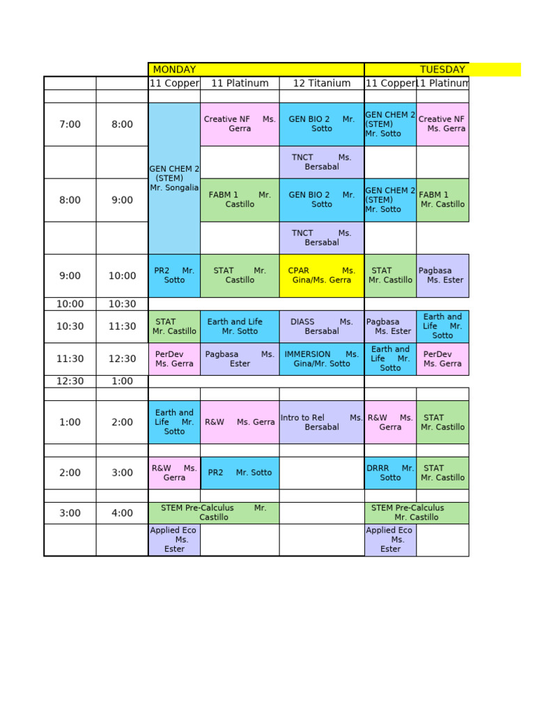 Copper Second Sem Sched | PDF