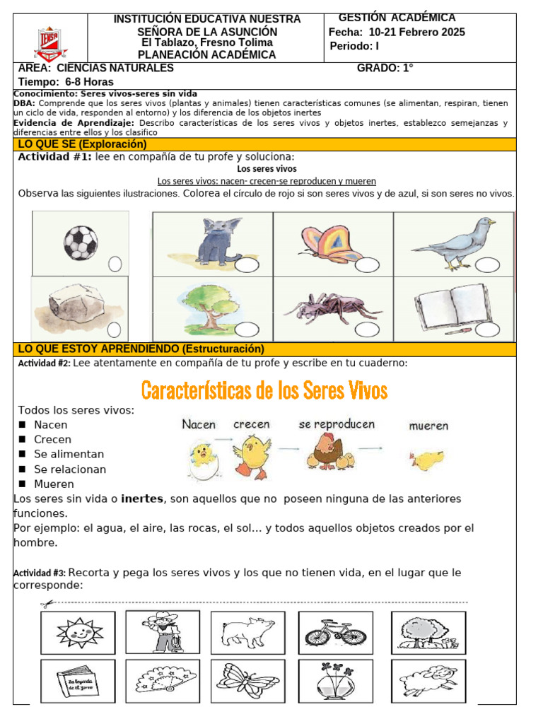 Características de Seres Vivos y No Vivos | PDF | Aprendizaje | Cognición