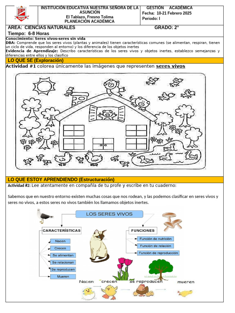 2° Seres Vivos y Seres Inertes | PDF | Aprendizaje