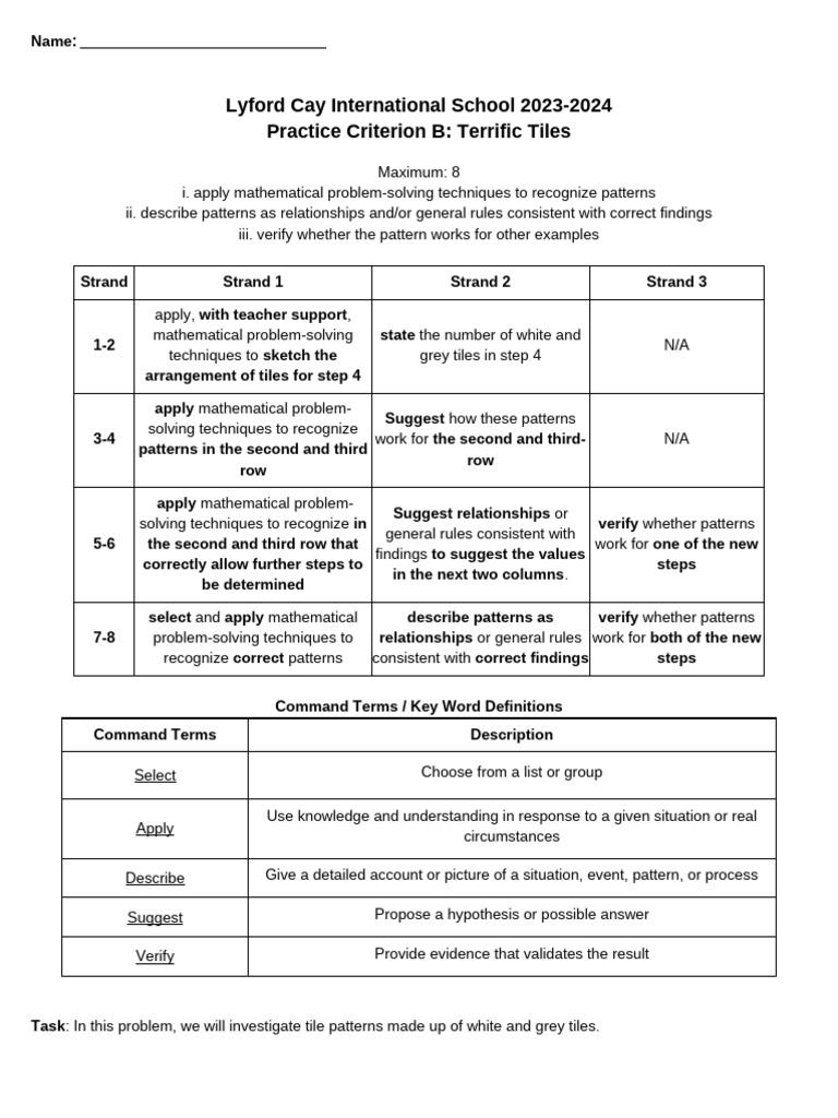 Edited Criterion B - Terrific Tiles | PDF | Cognition | Cognitive Science