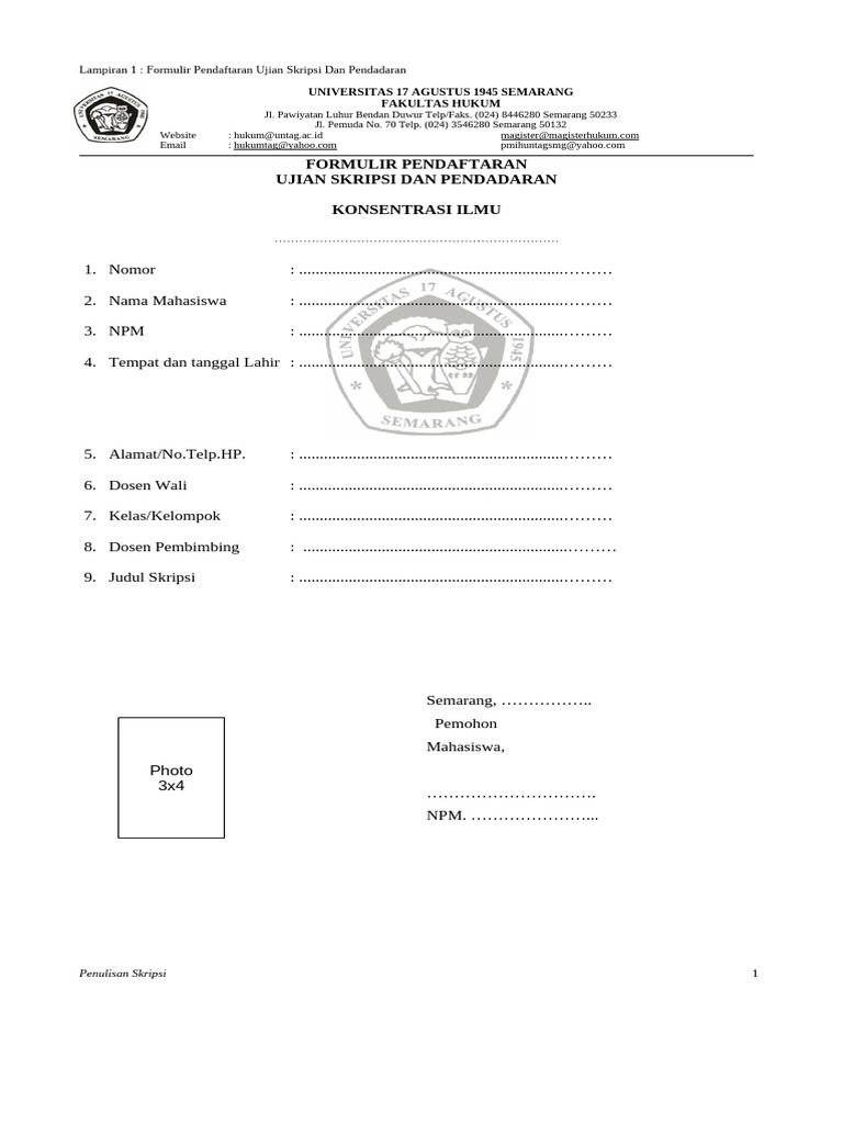 Lampiran Buku Pedoman Skripsi FH 2024 Fix | PDF
