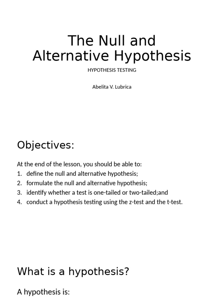 The Null and Alternative Hypothesis | PDF | Hypothesis | Null Hypothesis