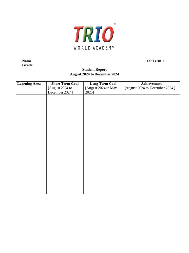 Student Report: Term 1 2024 | PDF