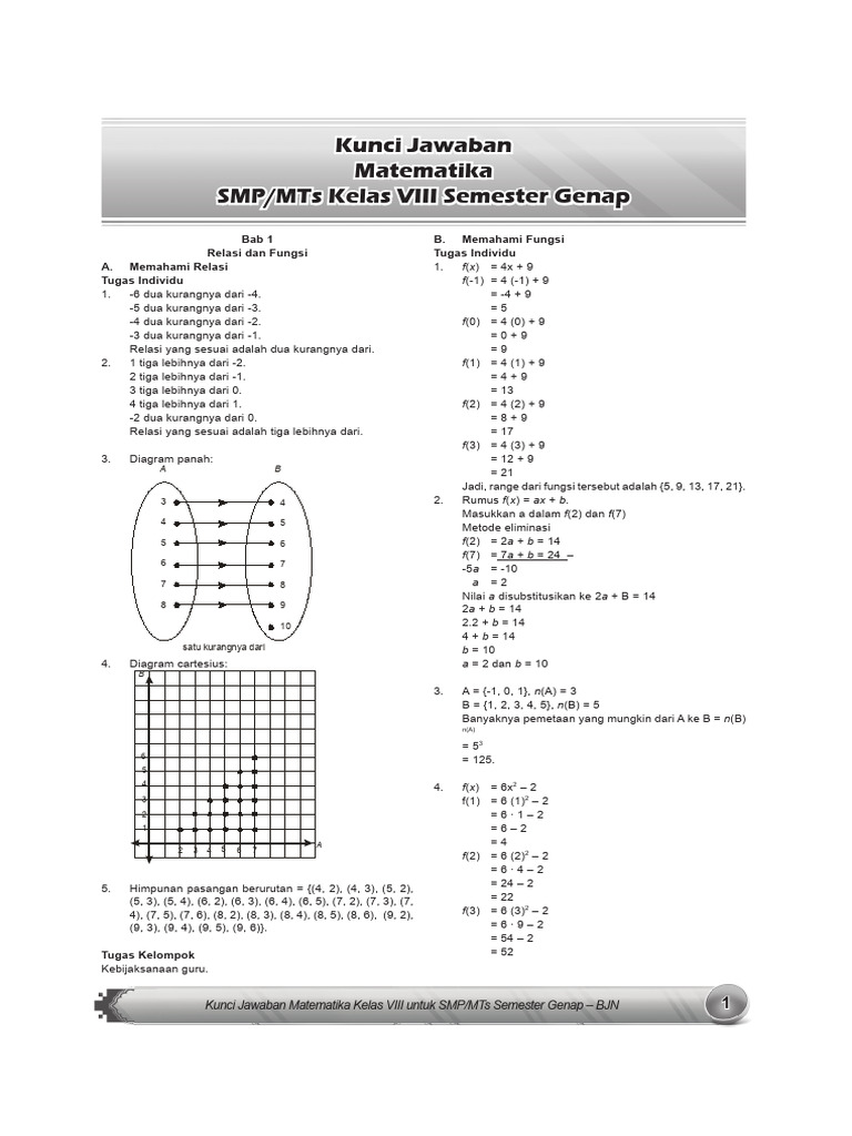 KUNCI MATEMATIKA 8 SMT 2 K-21 PILAR | PDF