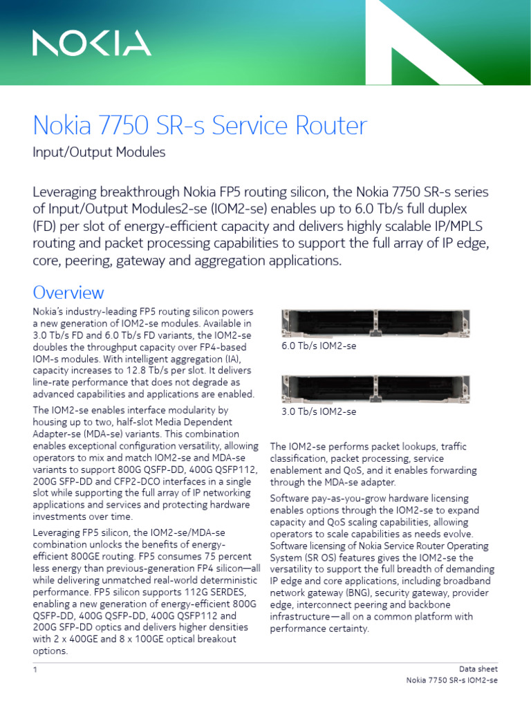 Nokia 7750 SR S IOM2 Se Input Output Modules Data Sheet EN | PDF ...