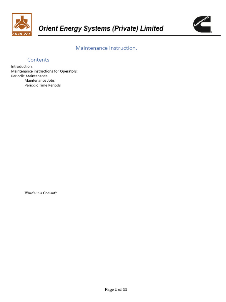 Maintenance Guide for Energy Systems | PDF | Lubricant | Engines