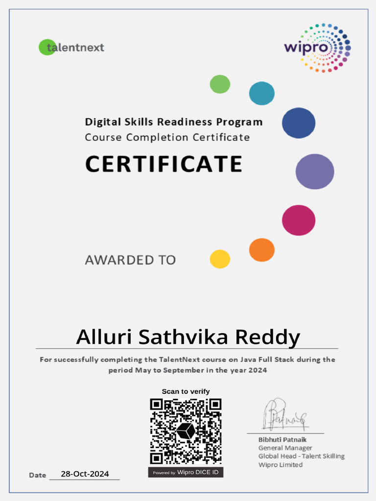 Wipro TalentNext Java Full Stack Certification_1730642553235 | PDF