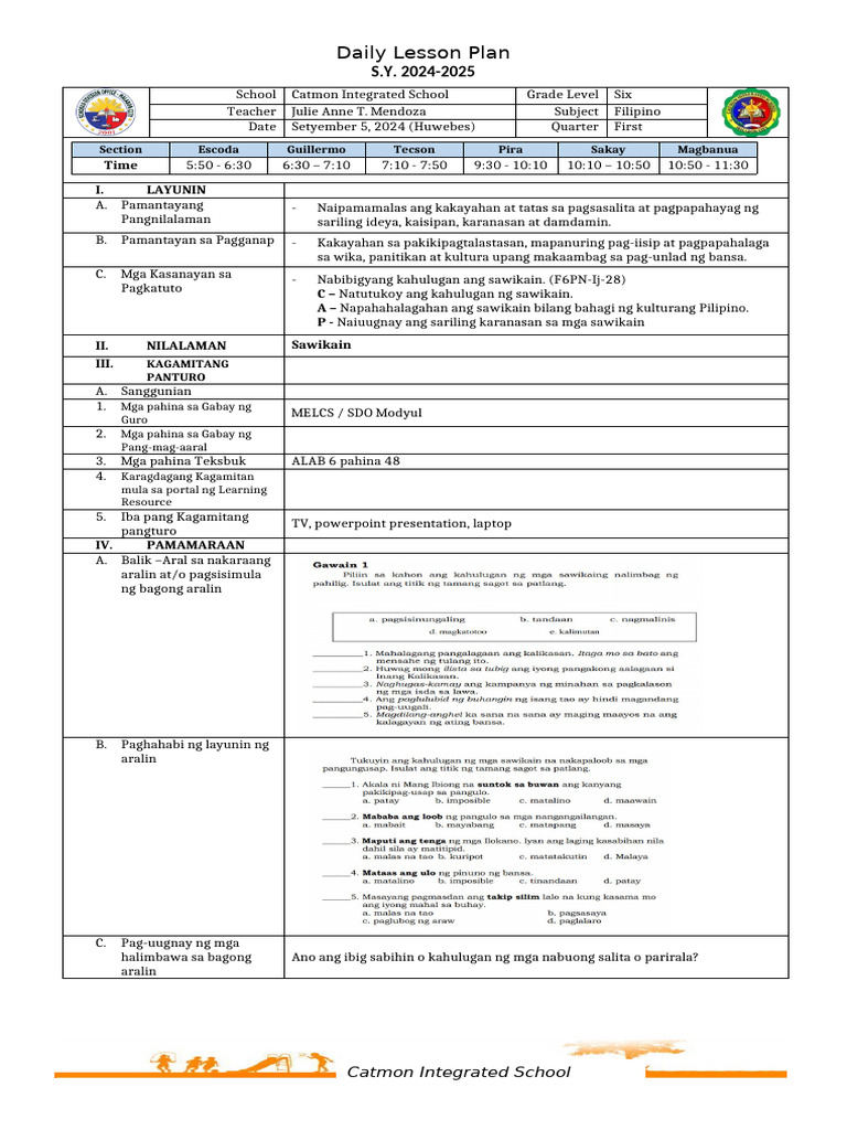 Dlp-Filipino-Setyembre 5, 2024 | PDF