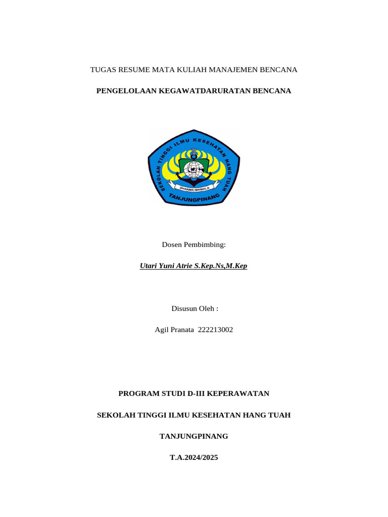 Resume Iv A. Pranata Manajemen Bencana | PDF