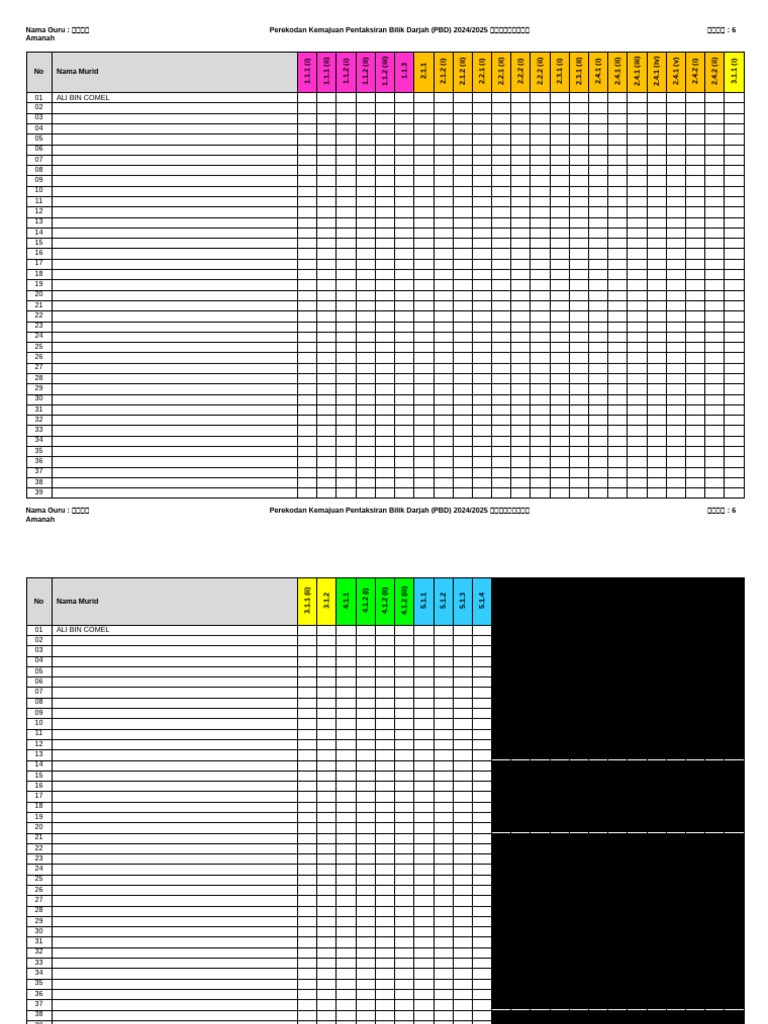 TP2532 - Borang Perekodan Kemajuan Murid PBD Pendidikan Muzik SJKC ...