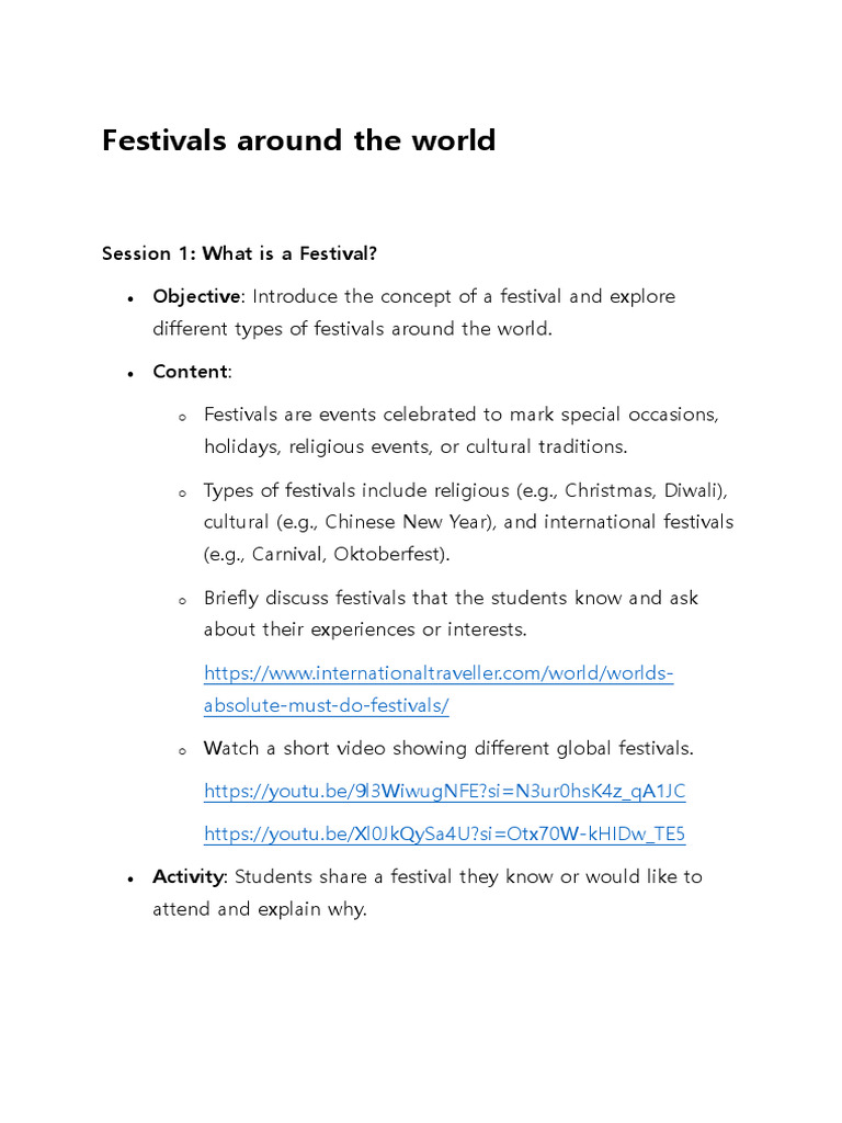 Festivals Around The World (2nd) | PDF | Festival | Entertainment Events