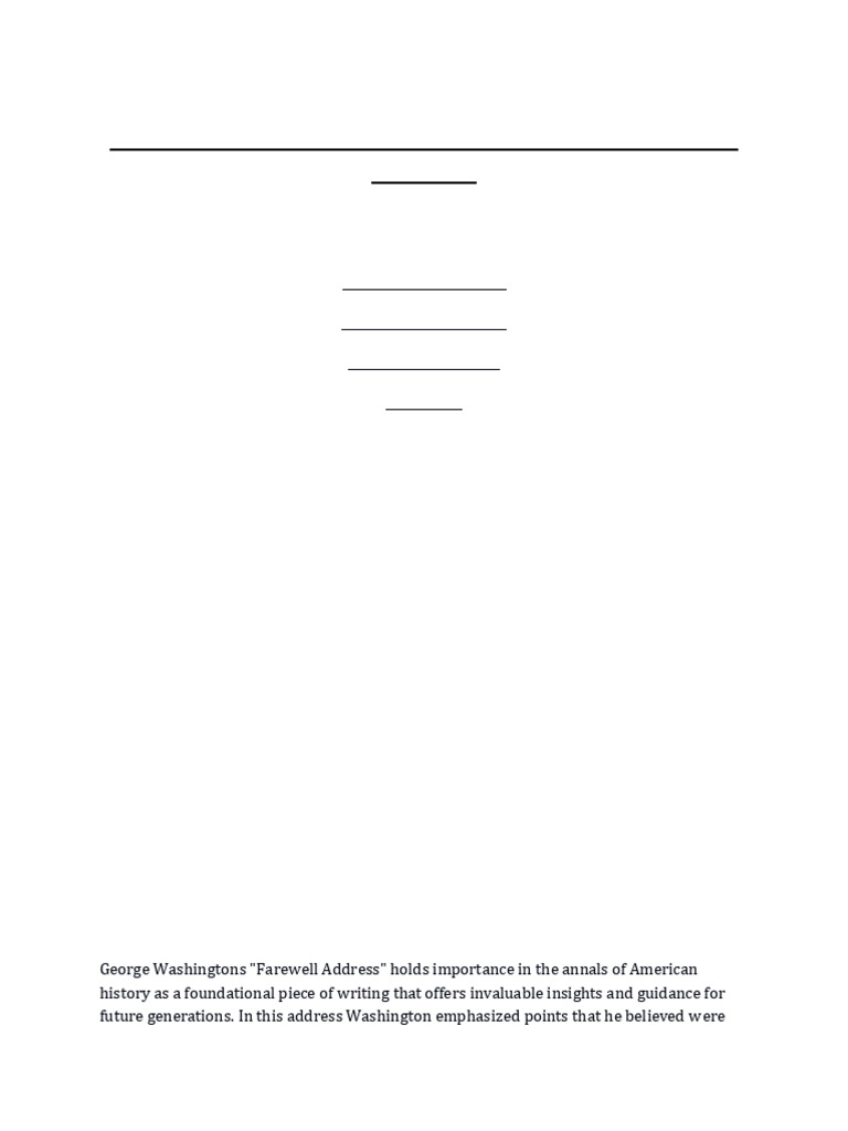 George Washingtons Farewell Address Holds Importance in The | PDF ...