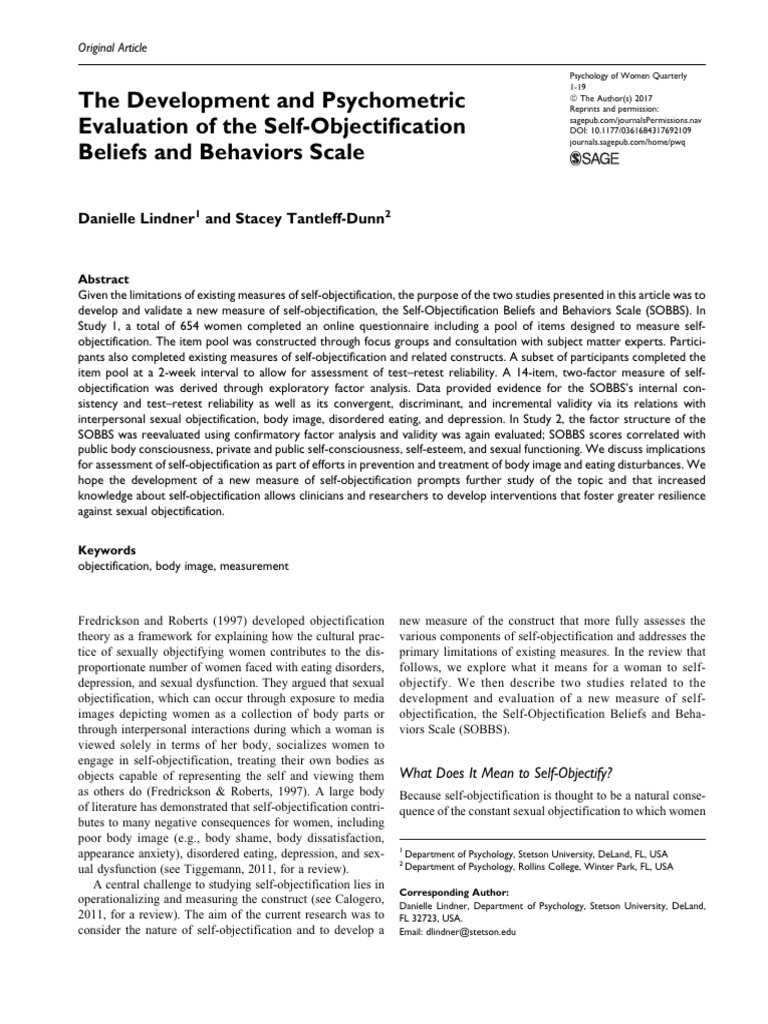 Self-Objectification Scale Development | PDF | Validity (Statistics ...