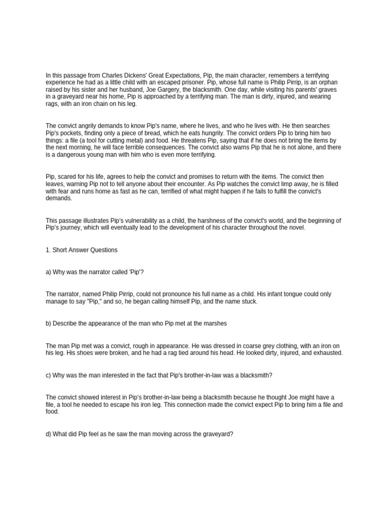 SR GRADE VIII The CONVICT SUMMARY | PDF | Great Expectations