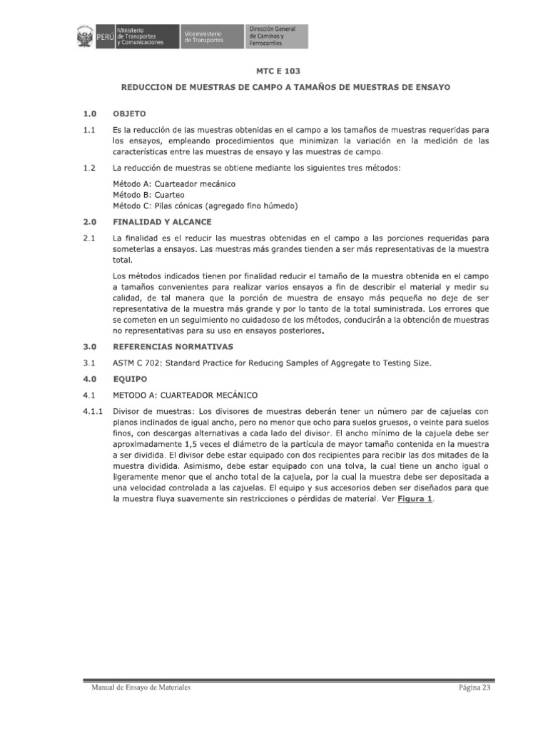 Cuarteo de muestras de terreno | PDF