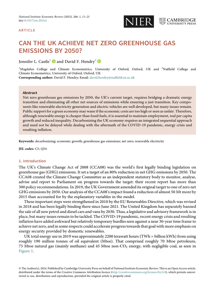 UK Net Zero Emissions by 2050 Analysis | PDF | Chlorofluorocarbon ...