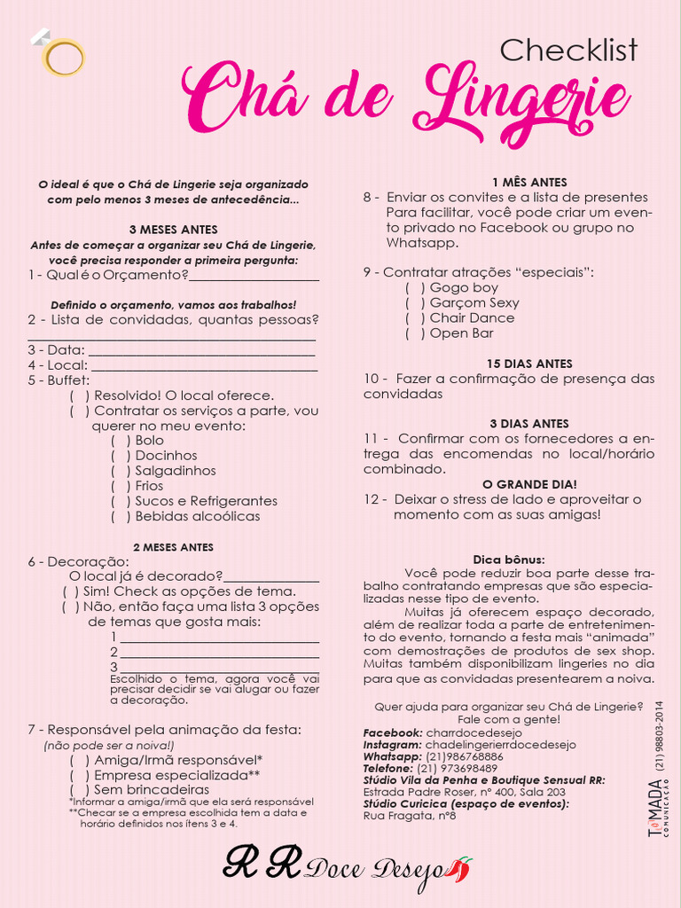 Checklist Cha de Lingerie | PDF