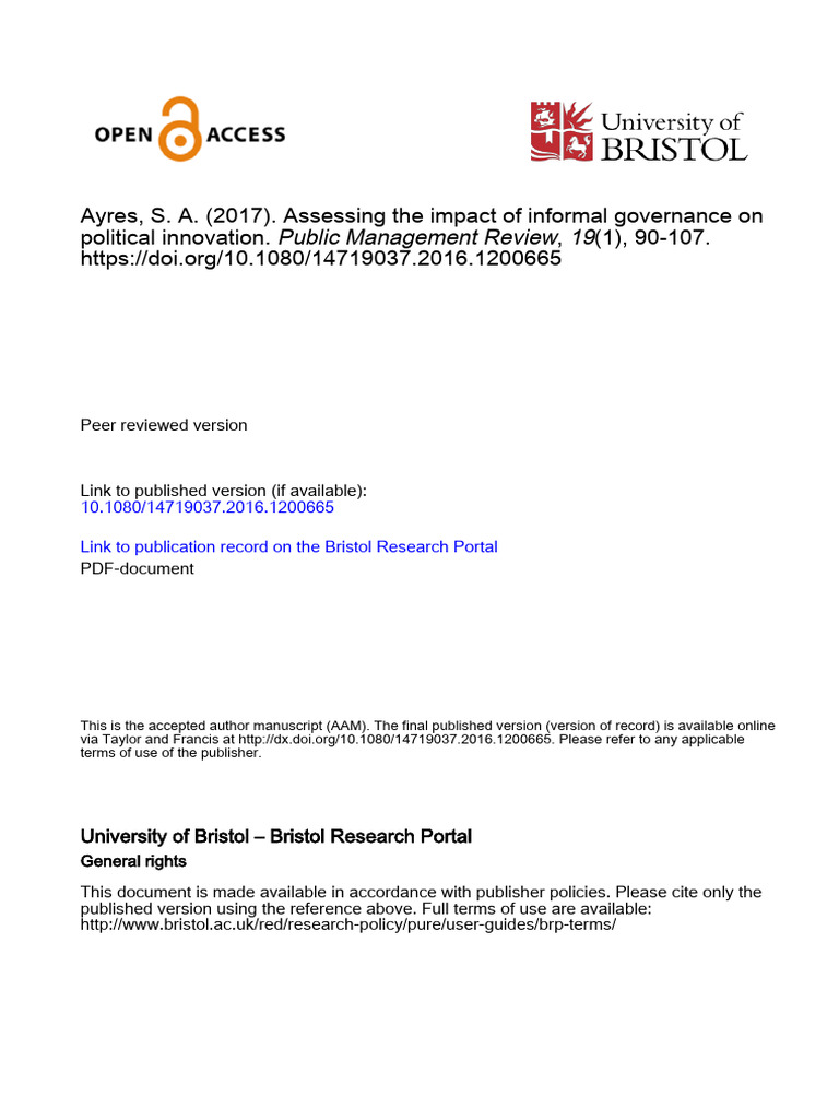 Informal Governance & Political Innovation | PDF | Governance | Innovation