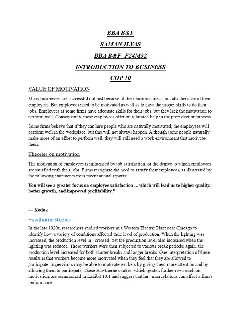 Motivation in Business Management | PDF | Motivational | Motivation