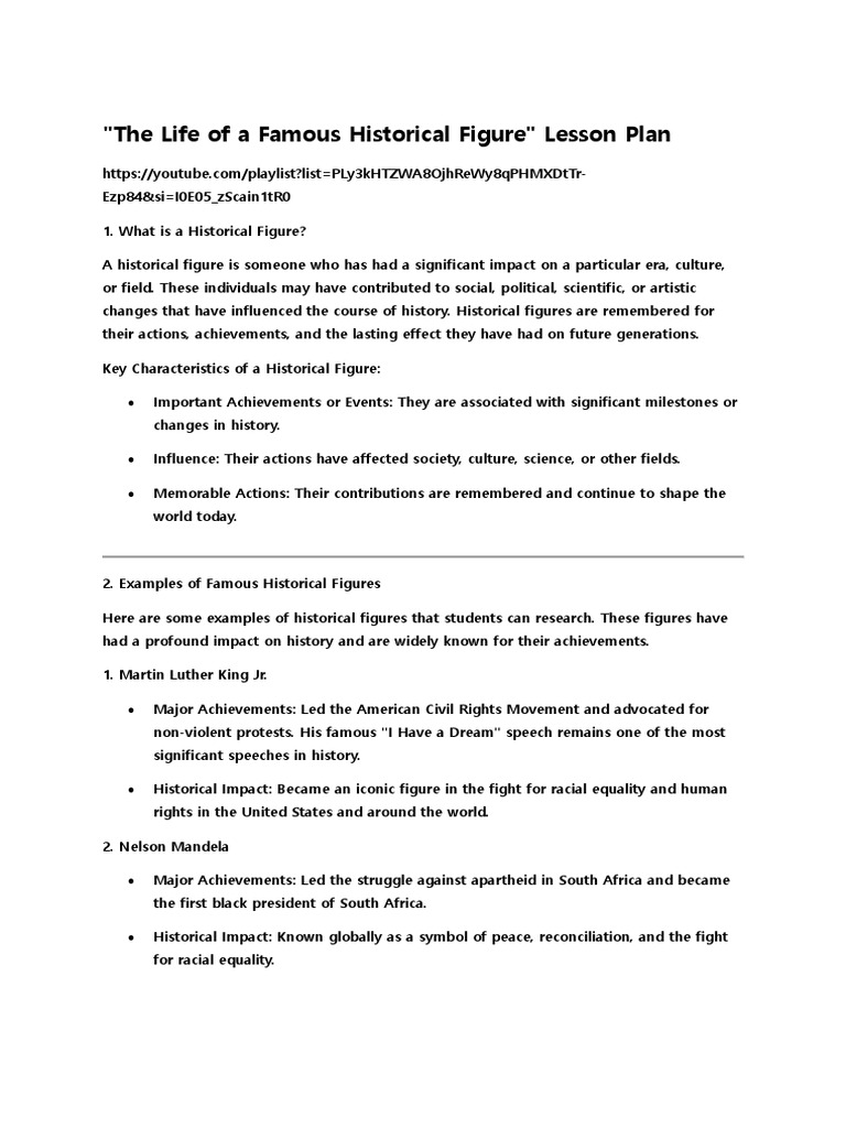 Famous Historical Figures Lesson Plan | PDF | Essays | Human Communication