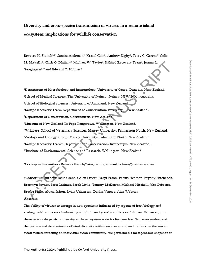 Diversity and Cross-Species Transmission of Viruses in A Remote Island ...