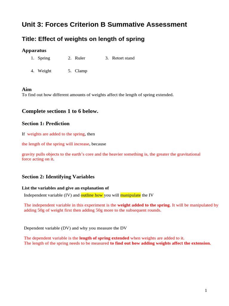Unit 3_ Forces Criterion B Summative | PDF | Weight | Gravity