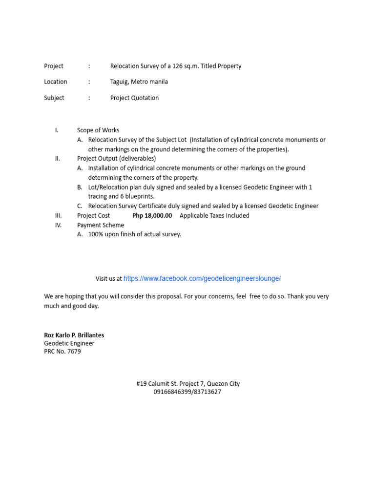 Relocation Quotation Taguig 1 | PDF