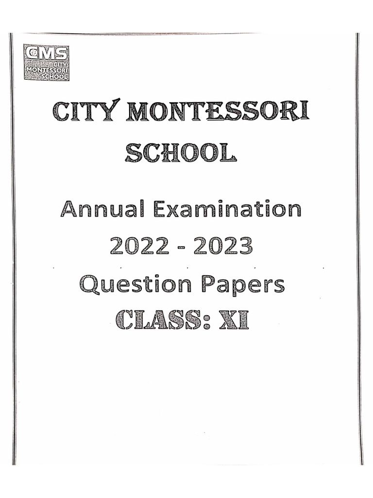 ISC Class XI Annual Exam Papers 2022-2023 | PDF