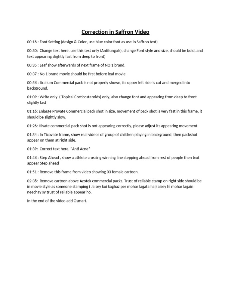 Correction in Creative Brief | PDF