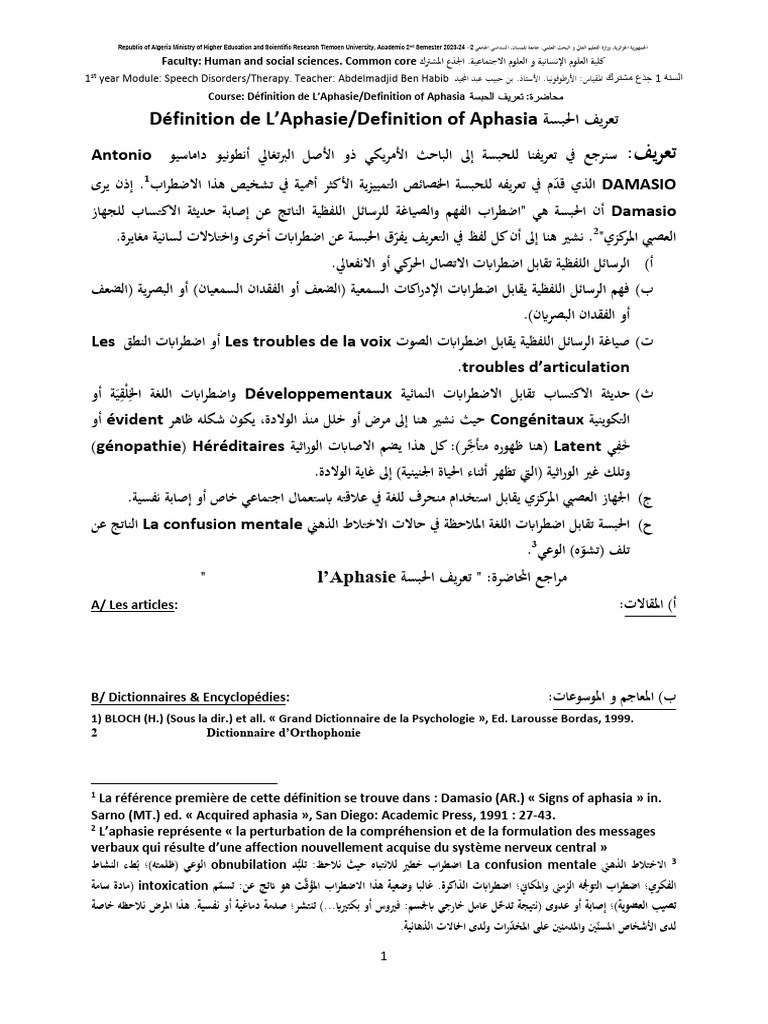 Aphasia Definition | PDF