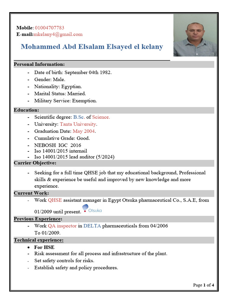Mohammed Abd Elsalam Elsayed El Kelany: Mobile E-Mail | PDF | Sterilization (Microbiology)
