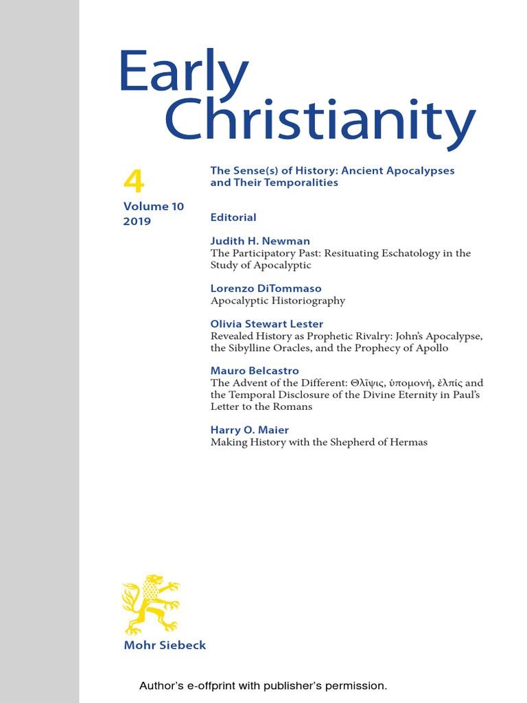 DiTommaso, Apocalyptic Historiography | PDF | Apocalypse | Apocalypticism