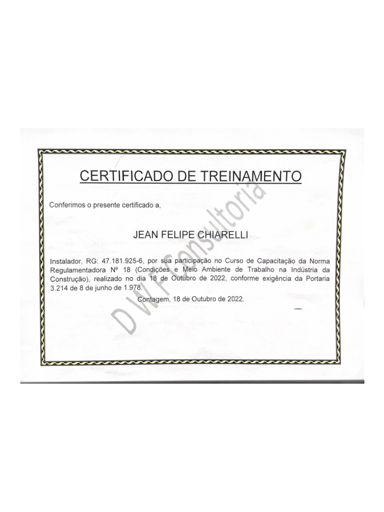 Certificado de Treinamento | PDF