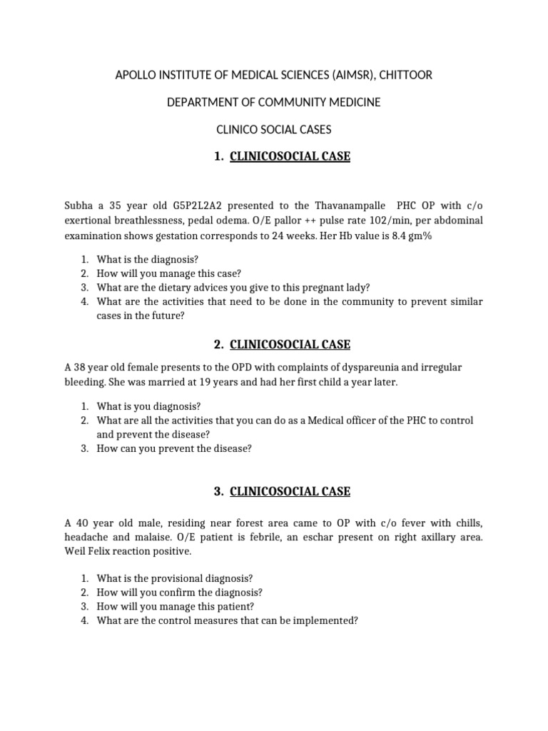 Clinico Social Case Scenario | PDF | Diarrhea | Hypertension