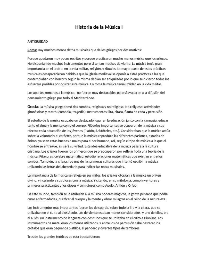 Historia de la Música I | PDF | Musicología