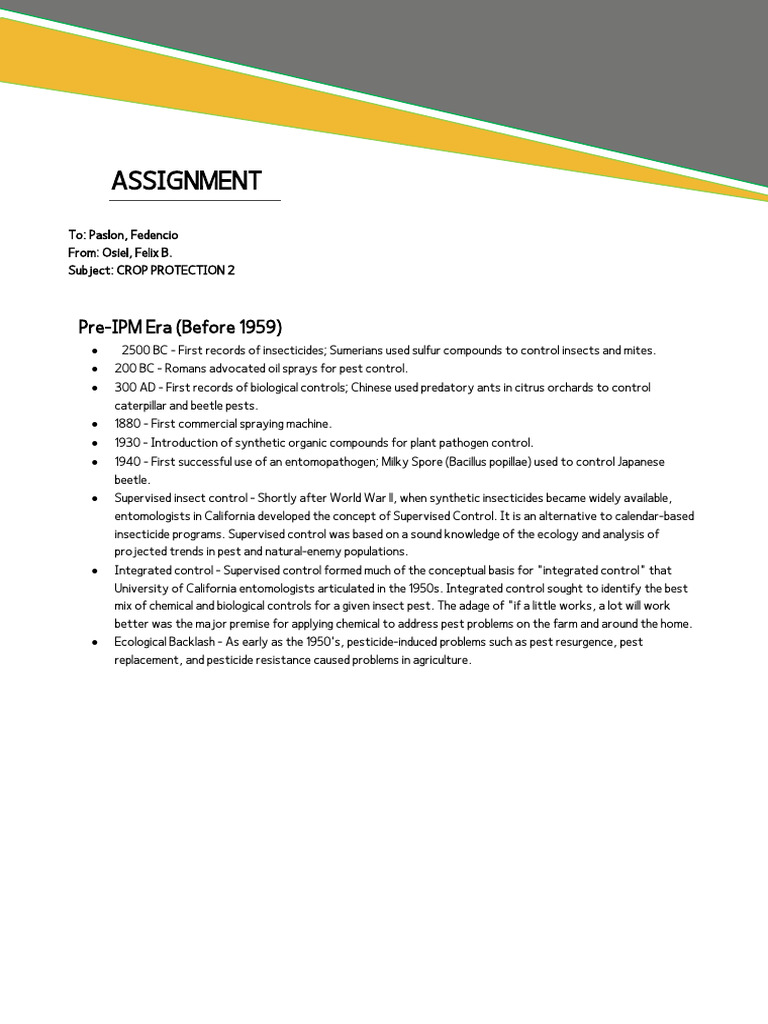 Pre IPM Era New IPM Era Osiel Felix | PDF | Biological Pest Control ...