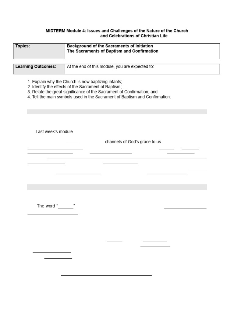 Church Sacraments: Baptism & Confirmation | PDF | Confirmation | Baptism