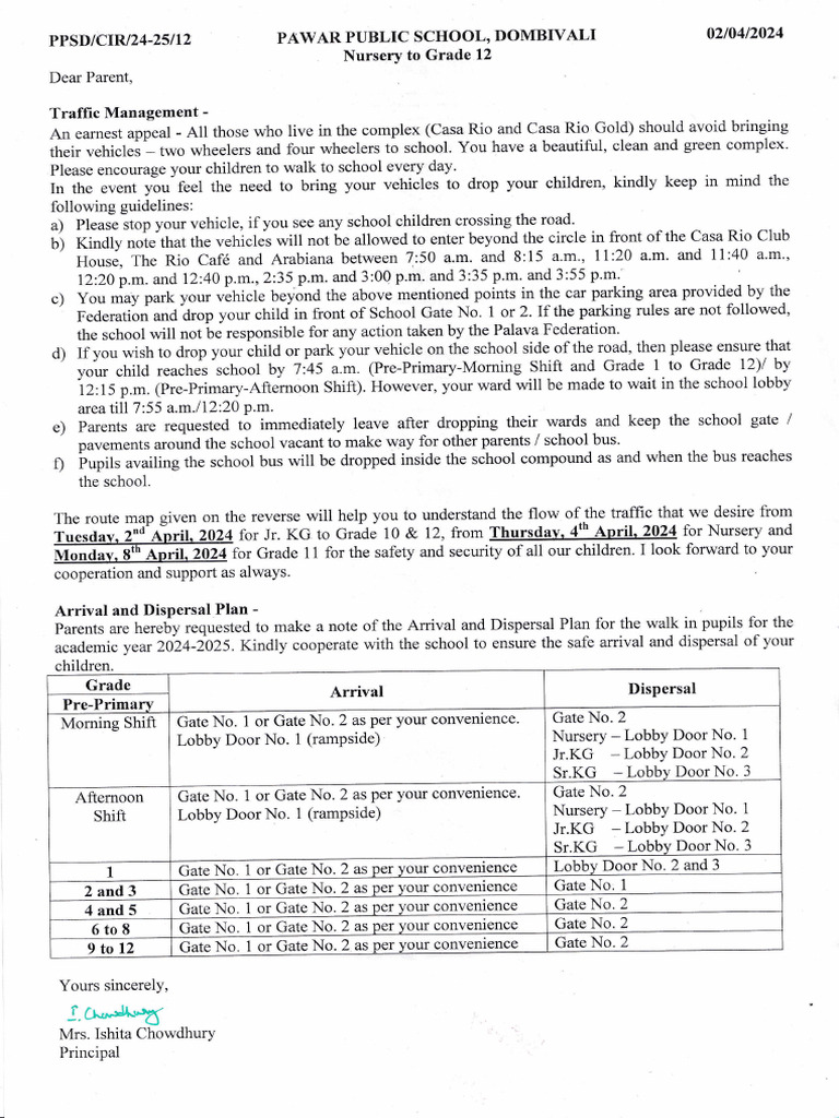 Cir 12 - Nursery To Grade 12 - Traffic Management and Arrival and ...