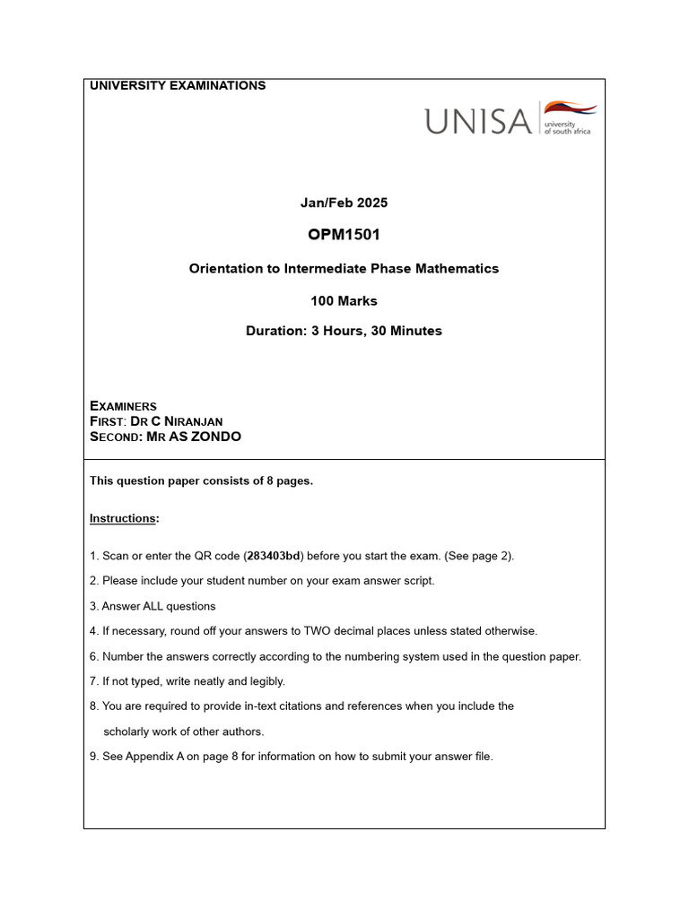 OPM1501 - Supplementary Jan - Feb 2025 Examination Paper - 2024 | PDF