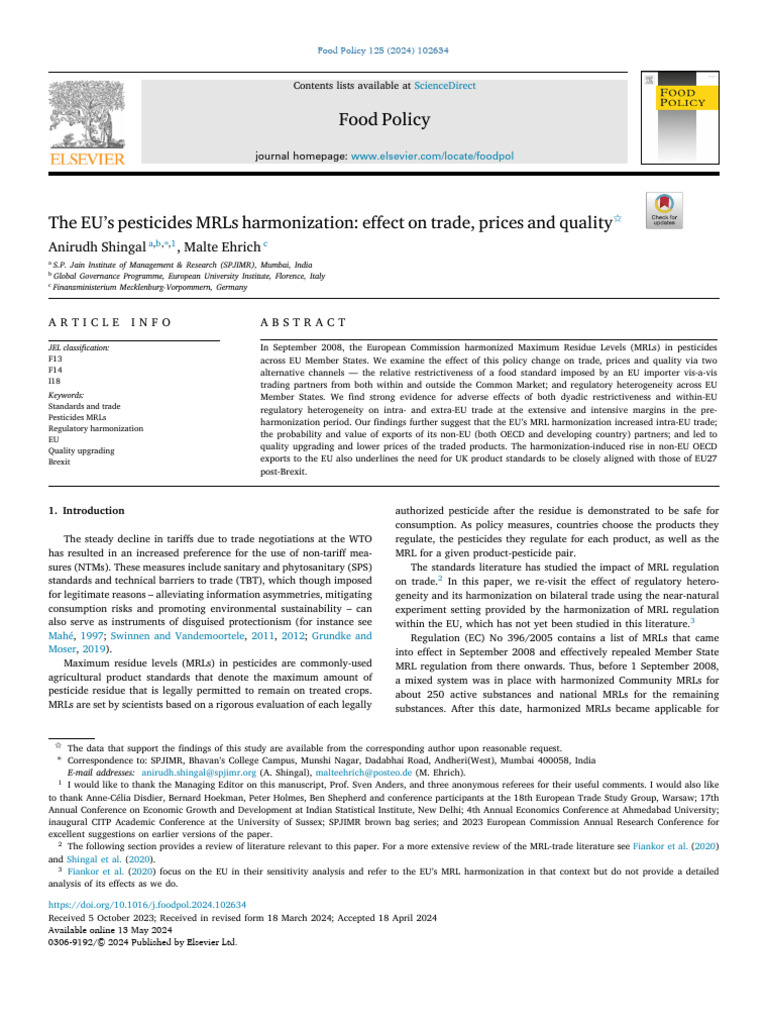 The EU's pesticide MRLs harmonization | PDF | Economies | International ...