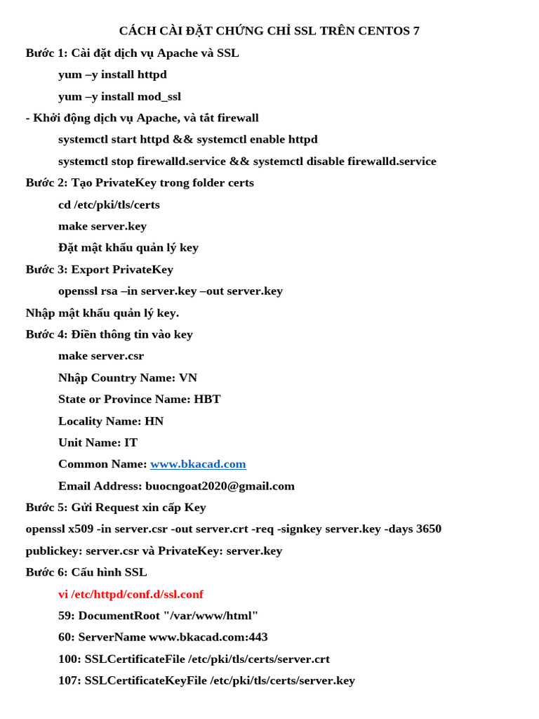 CÁCH CÀI ĐẶT CHỨNG CHỈ SSL TRÊN CENTOS 7 | PDF