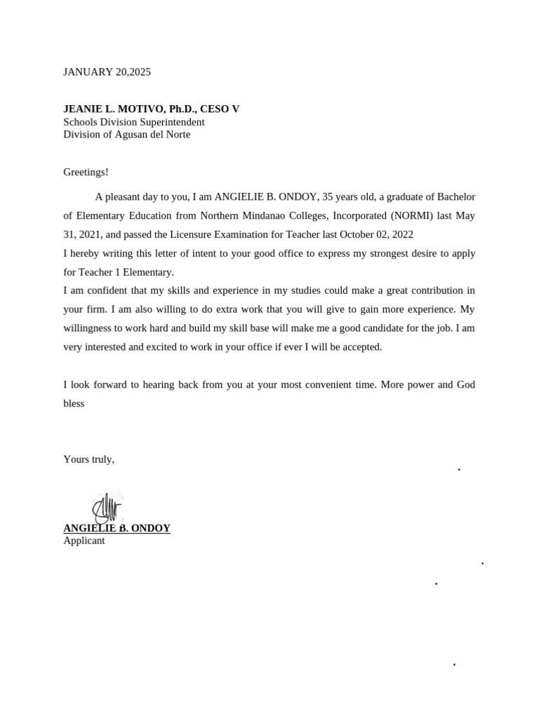 Aspiring Teacher's Application | PDF