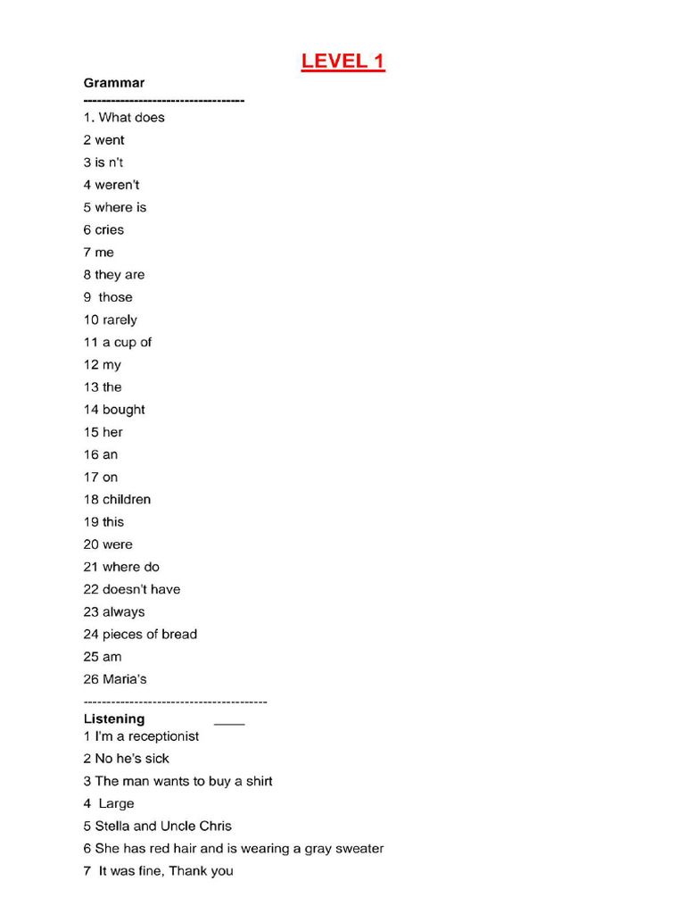 BCEP Level Progress 1to10 | PDF